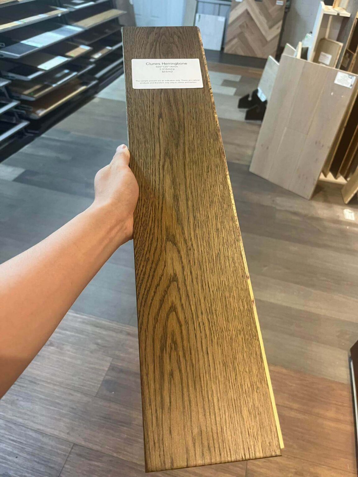 Herringbone Engineered Timber floor Big block Clunes $59/m2 (RRP: $90 ...